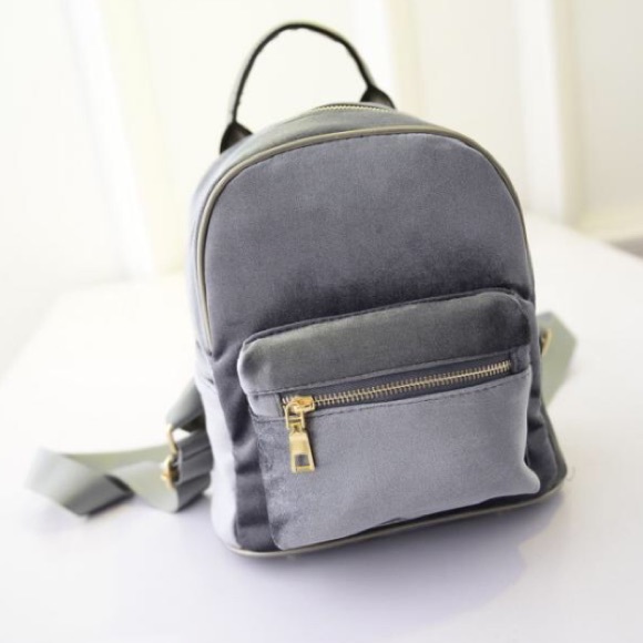 Bags | 15new Trendy Silver Mini Velvet Backpack | Poshmark